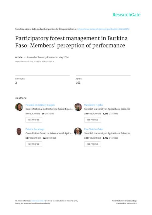 Participatory forest management in Burkina Faso: Members’ perception of ...