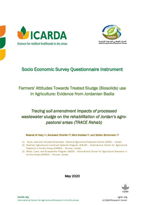 Socio Economic Survey Questionnaire Instrument - Farmers' Attitudes ...